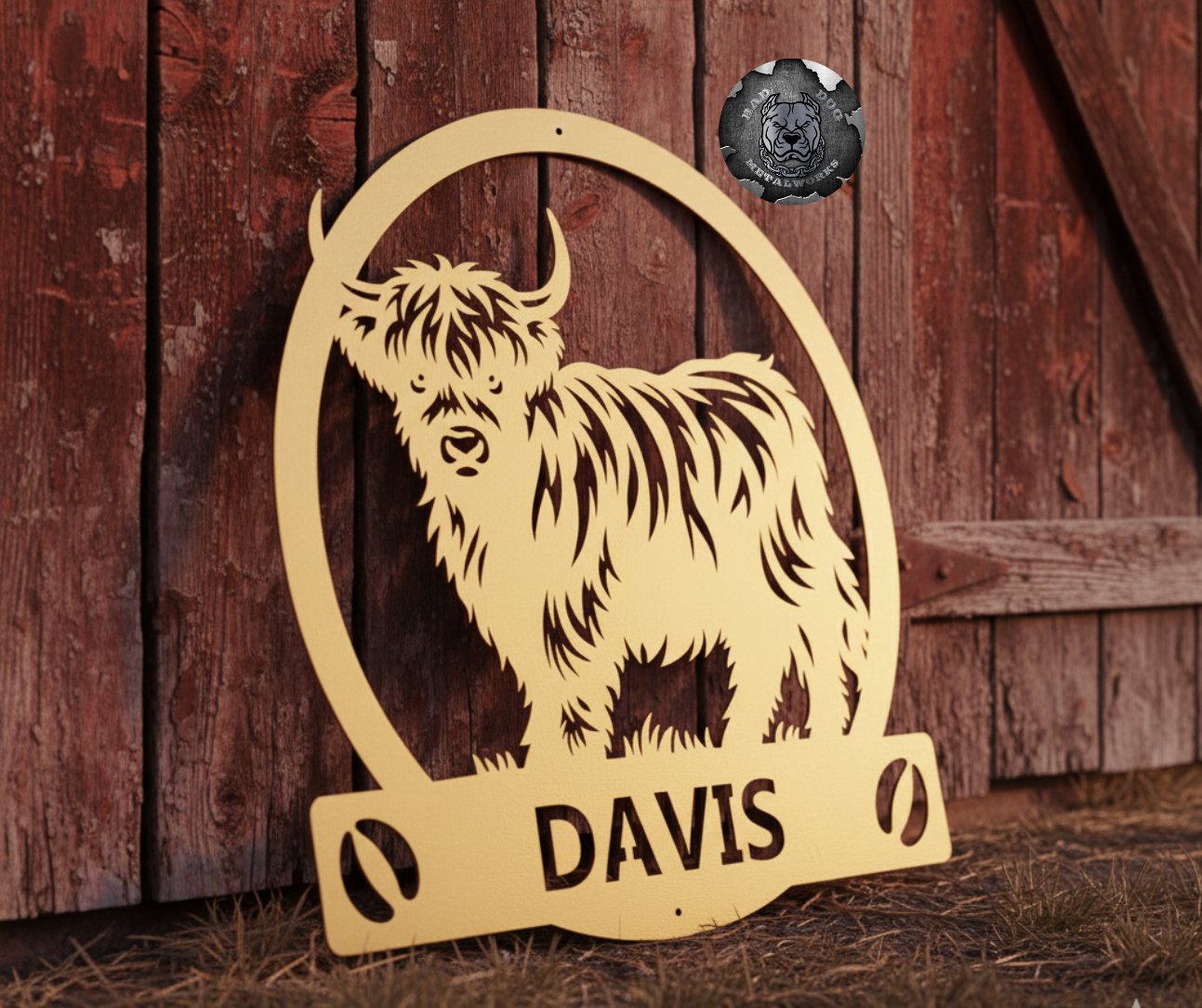Highland Cow Monogram – Bad Dog Metalworks