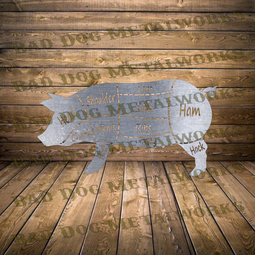 Pork Cuts Diagram Butcher Chart - DXF and SVG Files – Bad Dog Metalworks